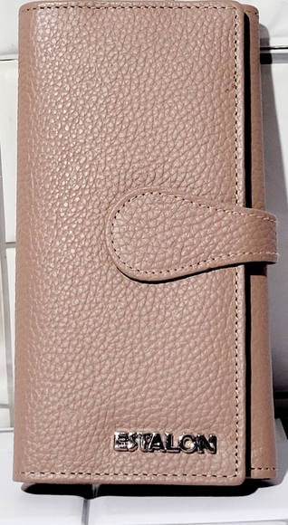 Bags | Nwot Estalon Large Tri Fold Wallet Pebbled Faux Leather Multiple ...